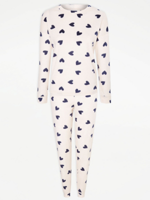 Pink Heart Fleece Long Sleeve Pyjamas Gift Set | Lingerie | George at ASDA