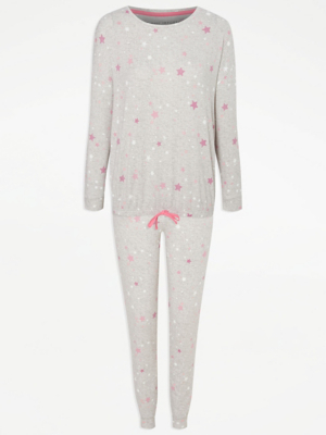 Tickled Pink Grey Star Soft Knit Pyjamas | Lingerie | George at ASDA