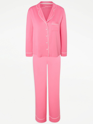 Tickled Pink Satin Traditional Shirt Pyjamas | Lingerie | George at ASDA