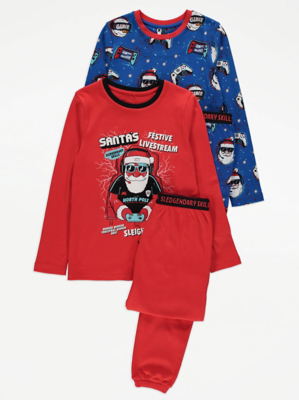 Gaming Santa Christmas Pyjamas 2 Pack | Kids | George at ASDA