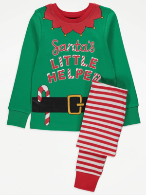Santa’s Little Helper Elf Christmas Pyjamas | Kids | George at ASDA