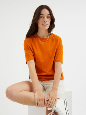 Orange Crew Neck Boxy T-Shirt | Women | George at ASDA