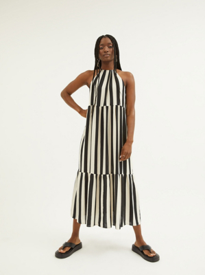 Striped Strappy Midi Halterneck Sundress | Women | George at ASDA