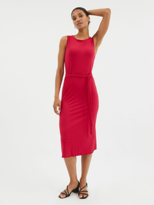 Berry Ribbed Belted Midi Dress | Women | George at ASDA