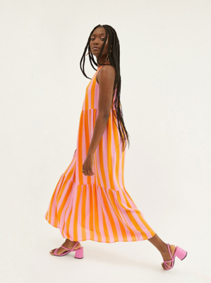 Bright Striped Strappy Midi Sundress | Women | George at ASDA