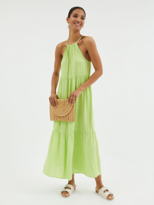 Lime Green Strappy Midi Halterneck Sundress | Women | George at ASDA