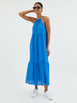 Blue Strappy Midi Halterneck Sundress | Women | George at ASDA