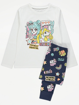 Cartoon Unicorn Long Sleeve Pyjamas | Kids | George at ASDA