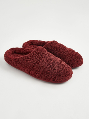 Burgundy Borg Mule Slippers | Men | George at ASDA