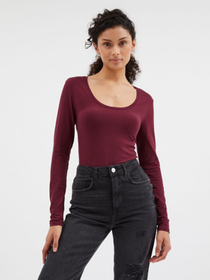 Burgundy Basic Long Sleeve Top | Women | George at ASDA