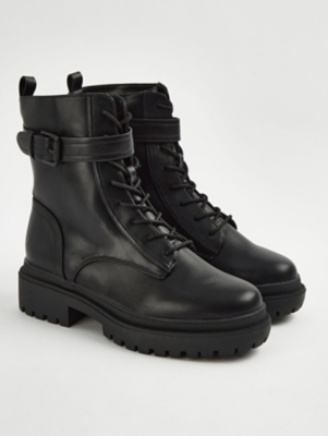Black Stitch Lace Up Boots | Women | George at ASDA
