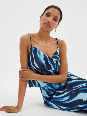 Blue Swirl Zebra Satin Cowl Cami Top | Women | George at ASDA