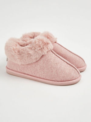 Pink Faux Fur Cuffed Slippers | Lingerie | George at ASDA