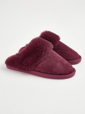 Grey Striped Faux Fur Mule Slippers | Lingerie | George at ASDA