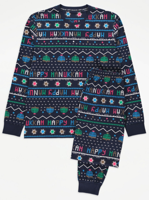 Navy Happy Hanukkah Matching Adults Family Pyjamas | Men | George at ASDA