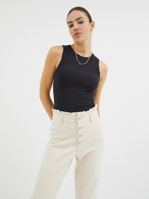 Black Ribbed Racer Vest | Women | George at ASDA