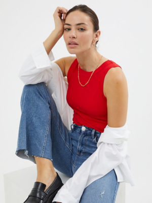 Red Ribbed Racer Vest | Women | George at ASDA