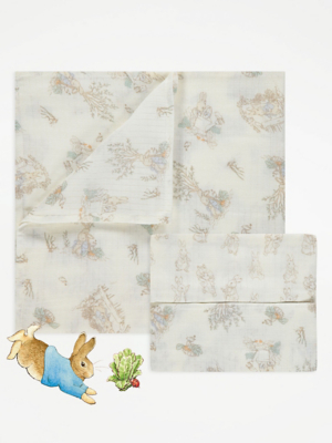 Peter Rabbit Cream Muslin Squares 3 Pack | Baby | George at ASDA