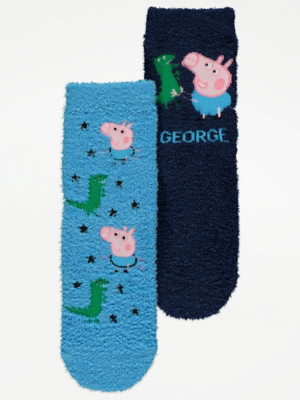 Peppa Pig Blue Cosy Socks 2 Pack | Kids | George at ASDA