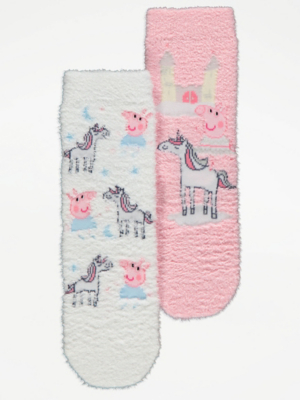 Peppa Pig Fluffy Cosy Socks 2 Pack | Kids | George at ASDA