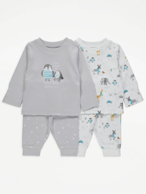 Winter Penguin and Friends Pyjamas 2 Pack | Baby | George at ASDA