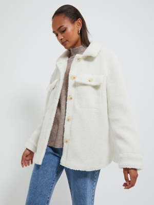 Cream Borg Shacket | Women | George at ASDA