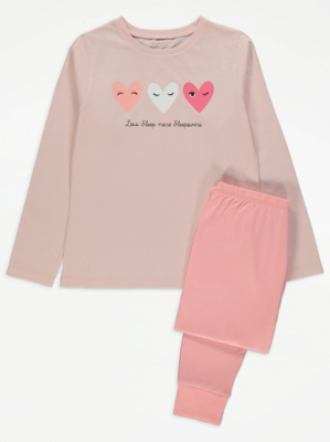 Pink Heart Eyes Sleepover Pyjamas | Kids | George at ASDA