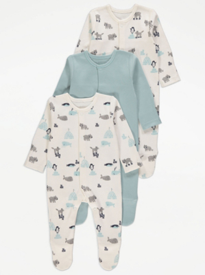 Snow Animal Sleepsuits 3 Pack | Baby | George at ASDA