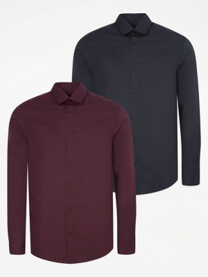 Regular Fit Long Sleeve Shirts 2 Pack | Men | George at ASDA