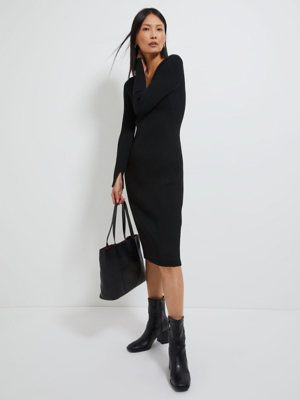 Tan Ribbed Button Front Midi Dress | Sale & Offers | George at ASDA