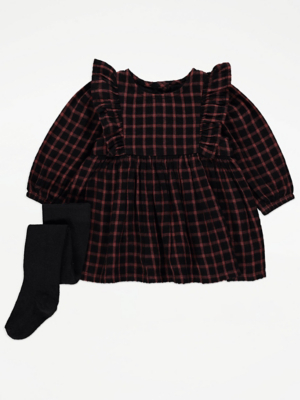 Black Checked Dress and Tights Outfit | Baby | George at ASDA