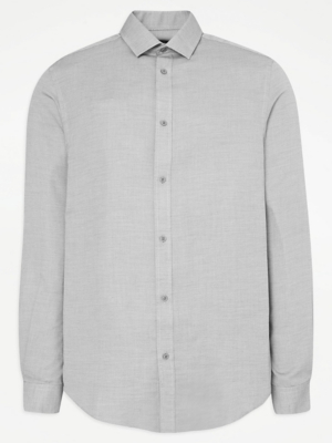 Grey Textured Long Sleeve Shirt | Men | George at ASDA