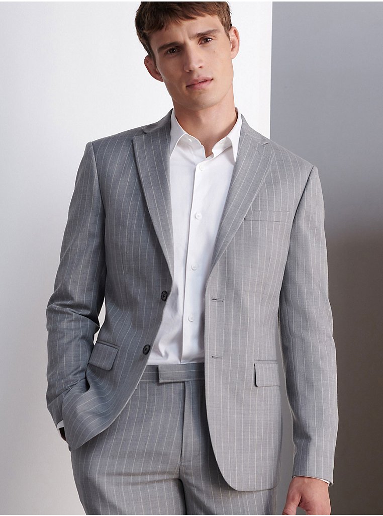 Studio Edit Grey Pin Stripe Wool Blend Suit Jacket | Men | George at ASDA Studio Edit Grey Pin Stripe Wool Blend Suit Jacket | Men | George at ASDA
