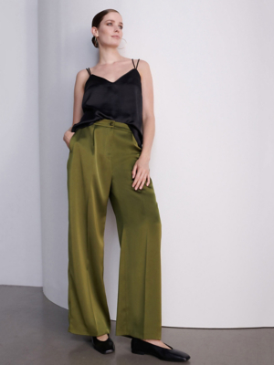 Studio Edit Green Satin Wide Leg Trousers | Women | George at ASDA