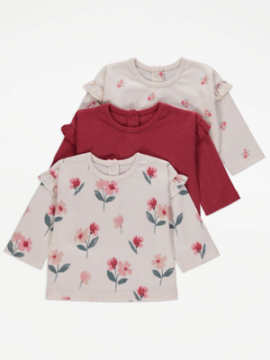 Floral Frill Sleeve Tops 3 Pack | Baby | George at ASDA