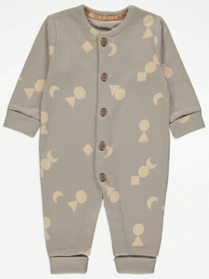 Sage Green Shapes All In One | Baby | George at ASDA