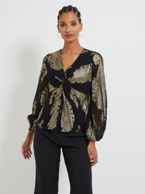 Gold Metallic Jacquard Top | Women | George at ASDA