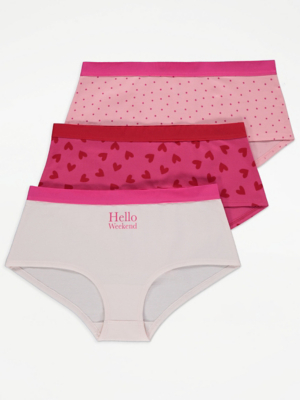 Pink Hello Weekend Short Knickers Cracker Gift Set 3 Pack | Lingerie ...