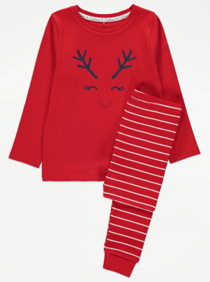 Red Reindeer Matching Kids Family Christmas Pyjamas | Kids | George at ASDA