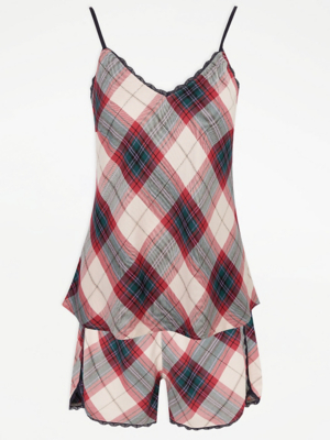 Pink Checked Short Cami Pyjamas | Lingerie | George at ASDA