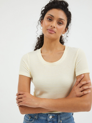 Yellow Stripe Waffle T-Shirt | Women | George at ASDA