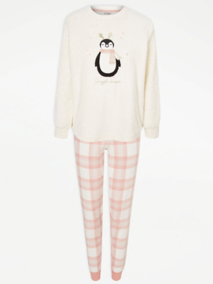 White Penguin Borg Long Sleeve Pyjamas | Lingerie | George at ASDA