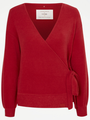 Red Snit Wrap Front Loungewear Top | Lingerie | George at ASDA