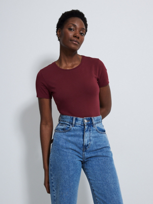 Burgundy Basic Crew Neck Top | Women | George at ASDA
