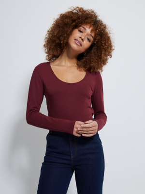 Burgundy Basic Long Sleeve Top | Sale & Offers | George at ASDA
