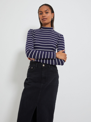 Navy Striped Stand Neck Top | Women | George at ASDA