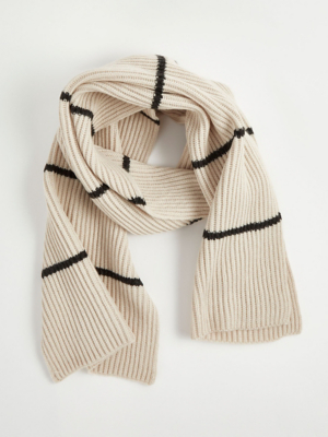 Cream Striped Ribbed Knit Scarf | Women | George at ASDA