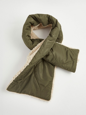 Khaki Reversible Borg Fleece Scarf | Women | George at ASDA