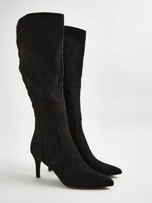 Black Knee High Pull On Boots | Women | George at ASDA