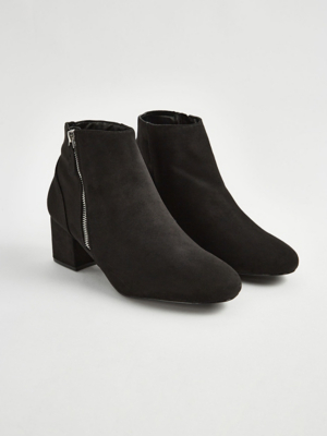 Black Side Zip Heeled Ankle Boots | Women | George at ASDA
